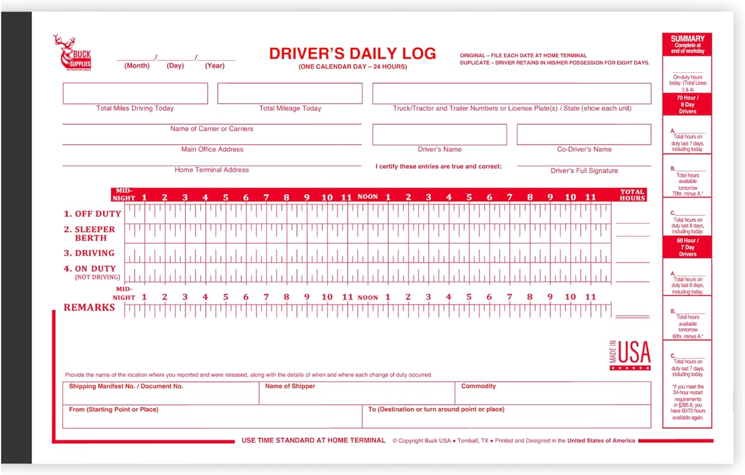 Daily Log Book 5-Pack(155 Forms) for Truckers, 2-In-1 with Detailed ...