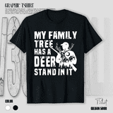 Buck Hunting Family Tree Deer Stand Hunter Graphic Design T-Shirt ...