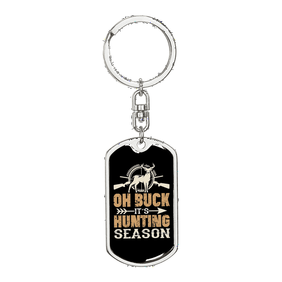 Buck Hunting Season Stainless Steel or 18k Gold Premium Swivel Dog Tag ...
