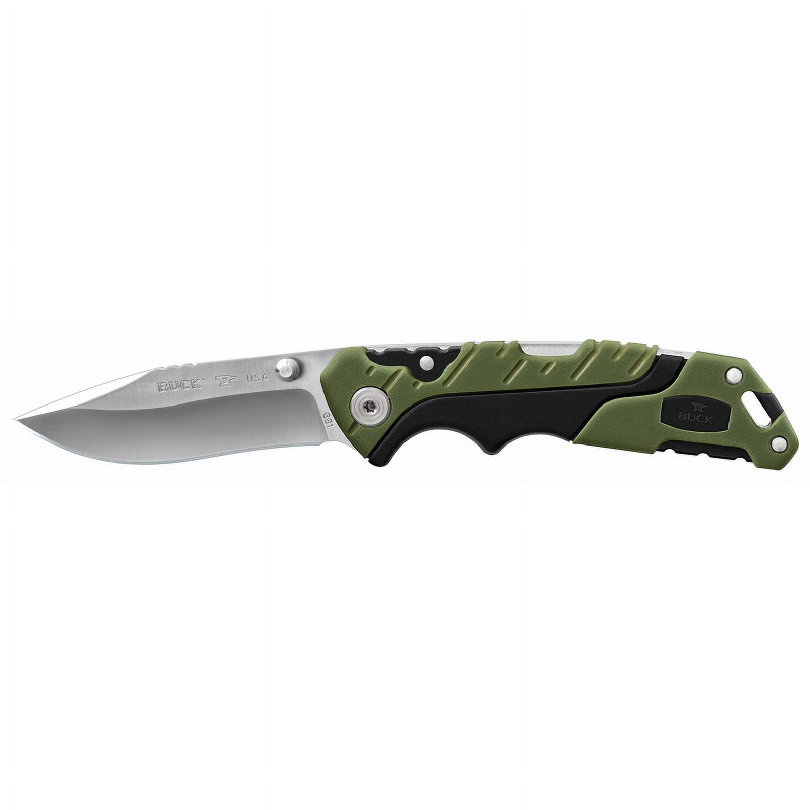 Buck Knives Small Pocket Folding Pursuit Black/Green 420 HC Stainless ...