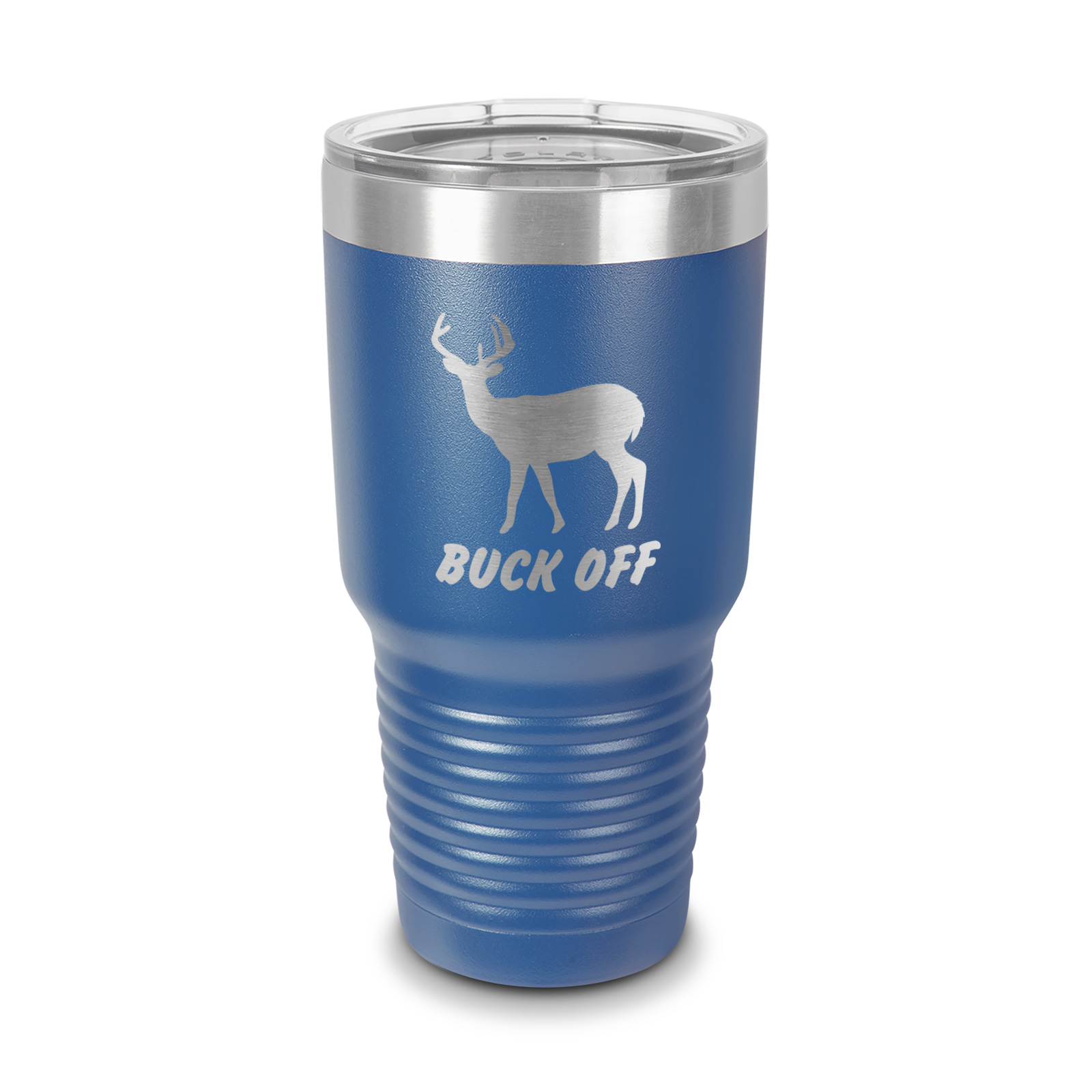 Buck Off Tumbler 30 oz - Laser Engraved w/ Clear Lid - Stainless Steel ...