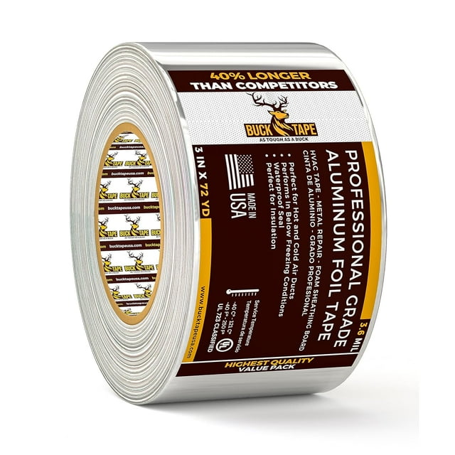 Buck Professional Grade Aluminum Foil Tape - 3 Inch x 216ft (72 yd ...