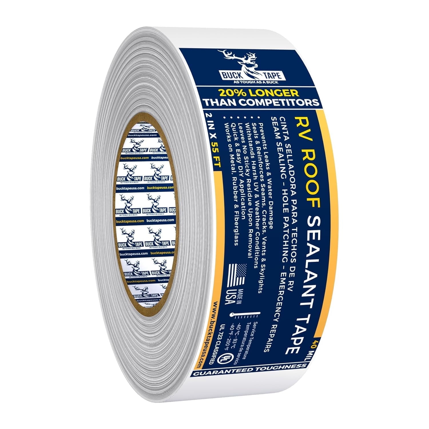 Buck RV Roof Sealant Tape – 2 Inch x 55ft, 40 Mil – Waterproof RV Tape ...