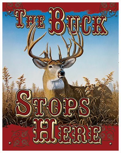 Buck Stops Here Novelty Sign | Indoor/Outdoor | Funny Home Décor for ...