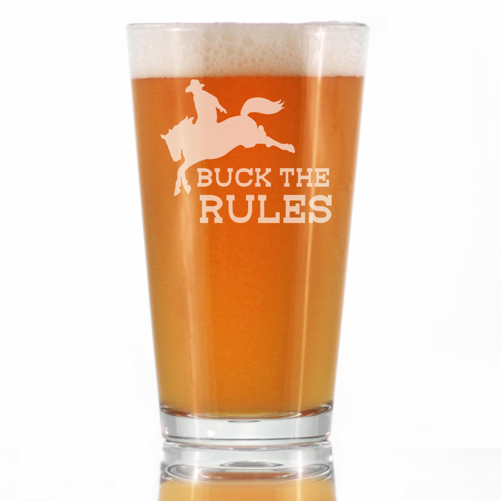 Bevvee Pint Glass 16 oz Buck The Rules Gifts for Horse Lovers Beer ...