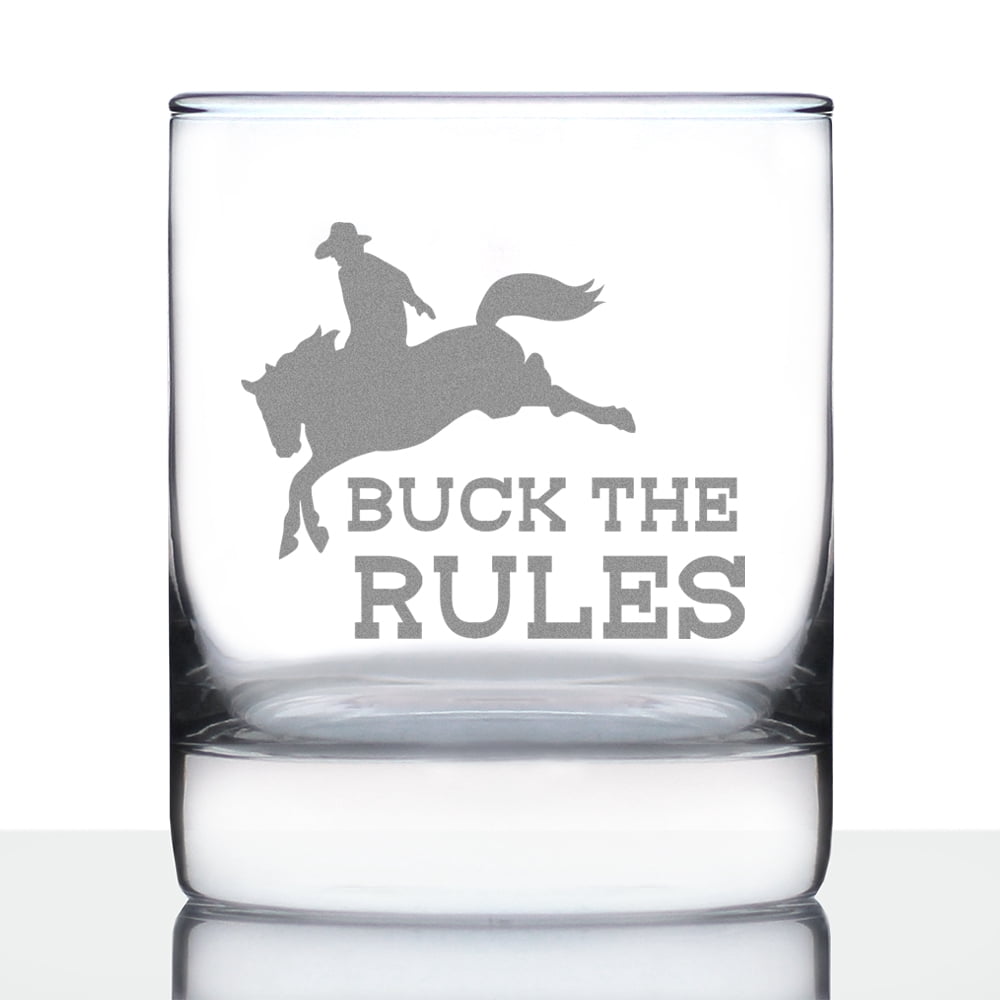 Bevvee Whiskey Rocks Glass 10.25 oz Buck The Rules Gifts for Whiskey ...