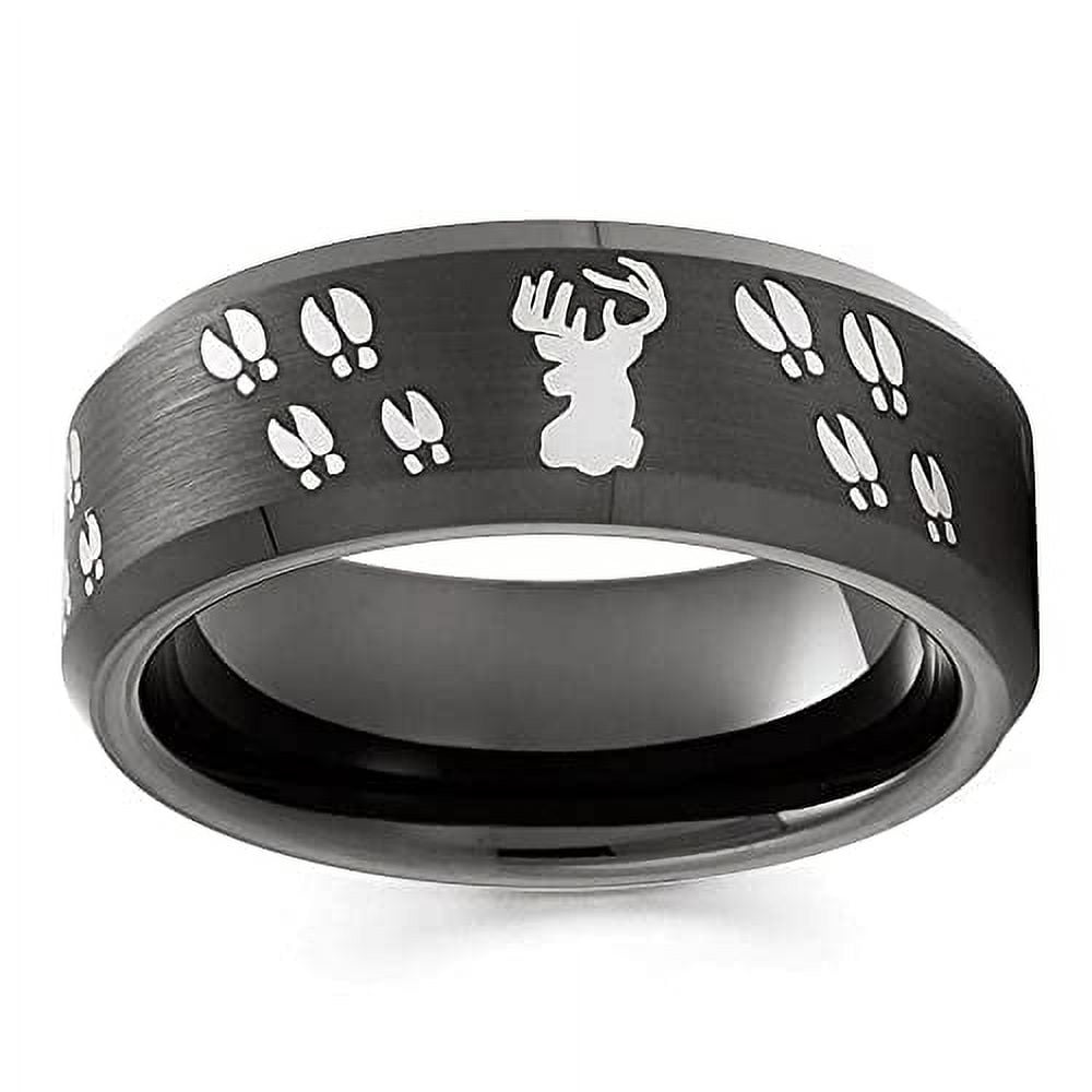 Buck Wedding Ring,Buck Ring,Black Tungsten Wedding Ring,Deer Hunter ...