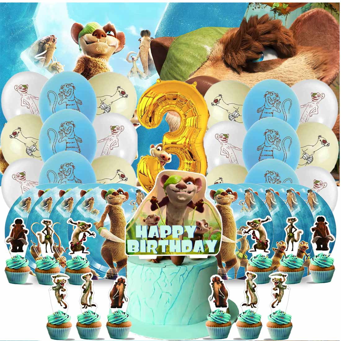 Buck Wild Balloons Party Supplies 3rd Decor Tableware Birthday Cake Topper Decorations Banner ...