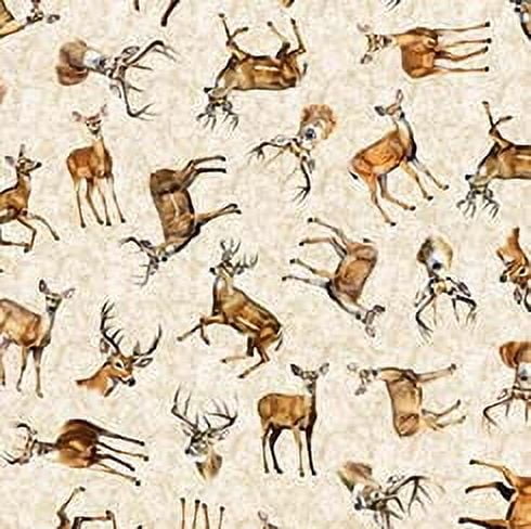 Buck Wild - Creme- Tossed Deer - 30805E- Qt Fabrics - Walmart.com