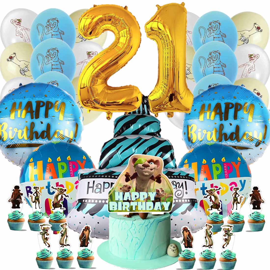 Buck Wild Party Supplies 21th Decor Kit Balloons Birthday Cake Topper ...