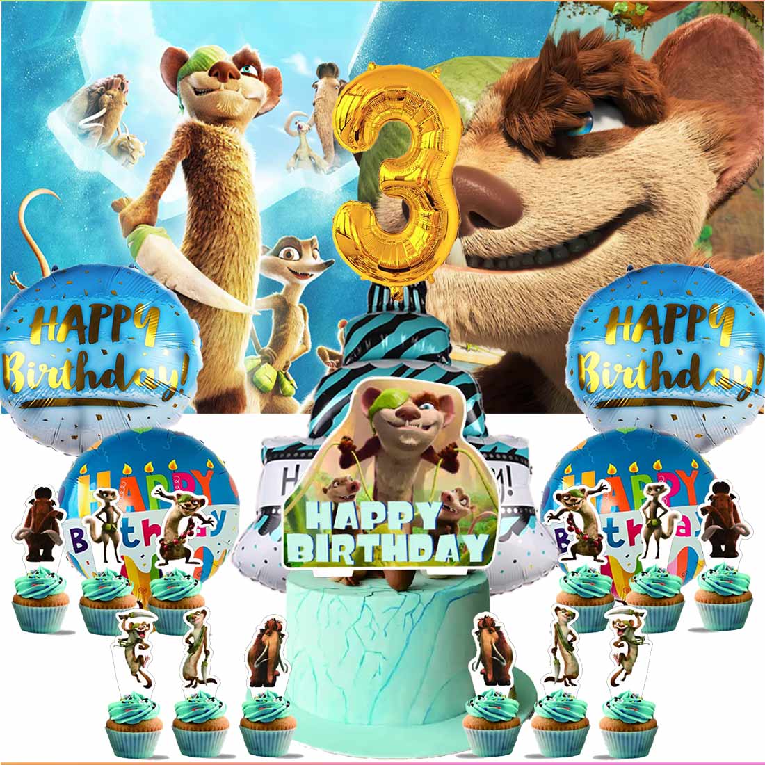 Buck Wild Party Supplies Decor 3rd Kit Balloons Birthday Cake Topper ...
