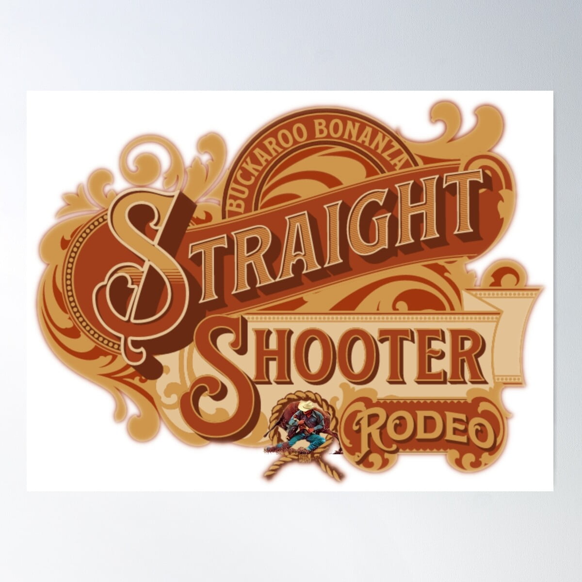 Buckaroo Bonanza - Steer Wrestler Design Poster Wall Art, Modern Wall ...