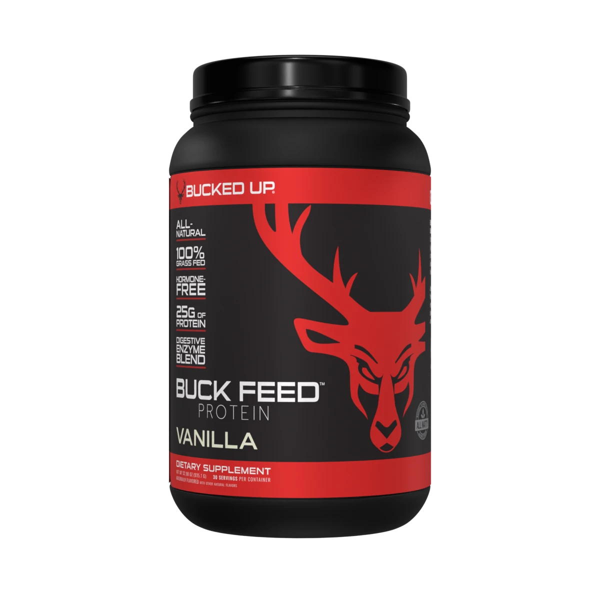 Bucked Up Buck Feed All Natural Vanilla Whey Protein Powder, 25g of ...