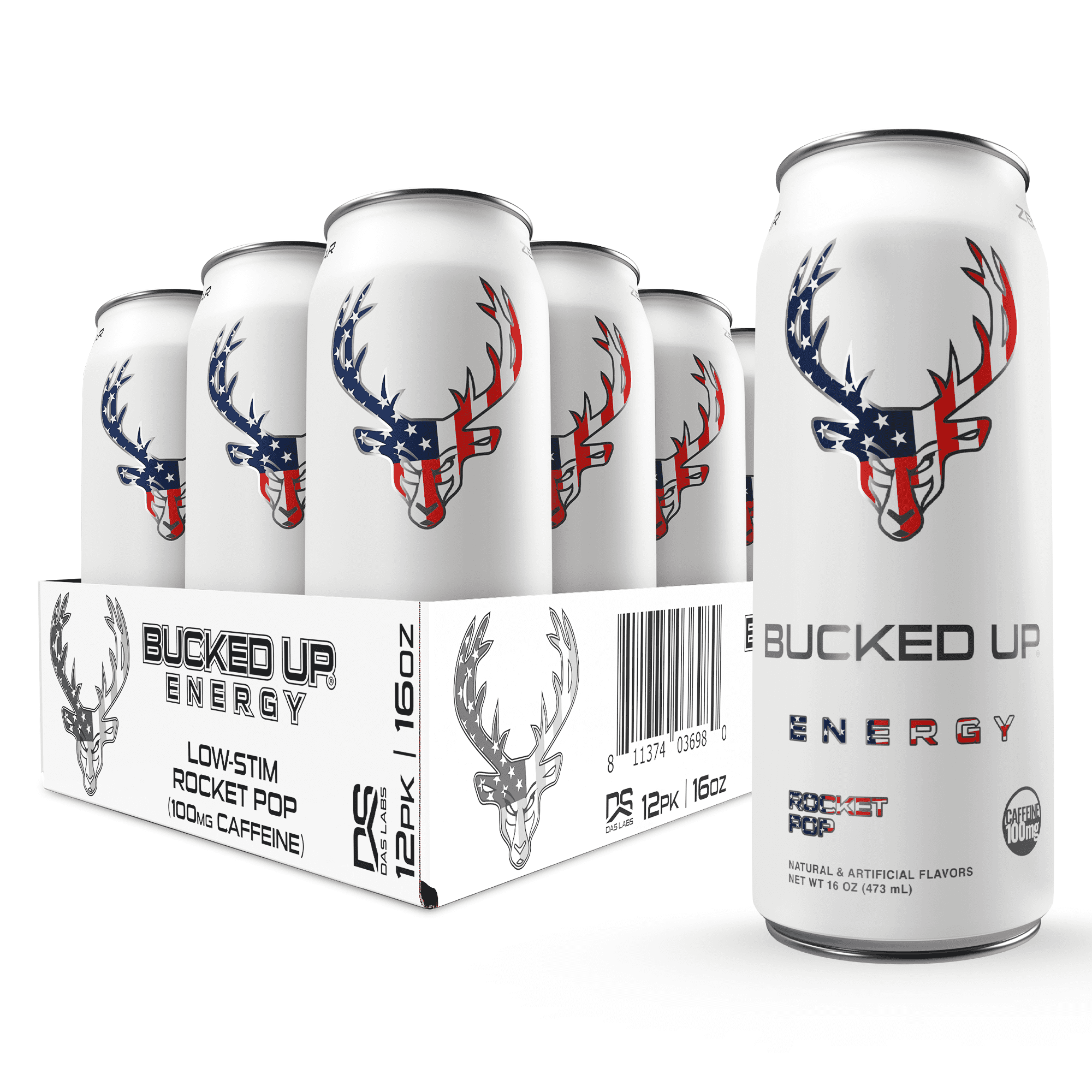 Bucked Up Zero Sugar, Low Stim Energy Drink, Rocket Pop Flavor, 16 fl ...