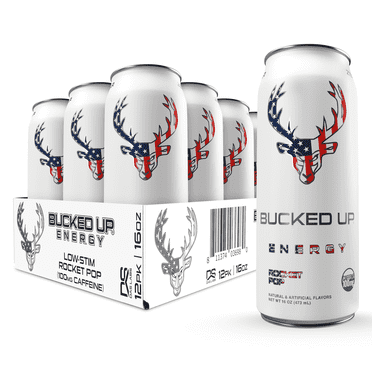 Bucked Up Buck Shot Energy Shot, Rocket Pop, 2 fl oz Bottles, 12 Pack ...