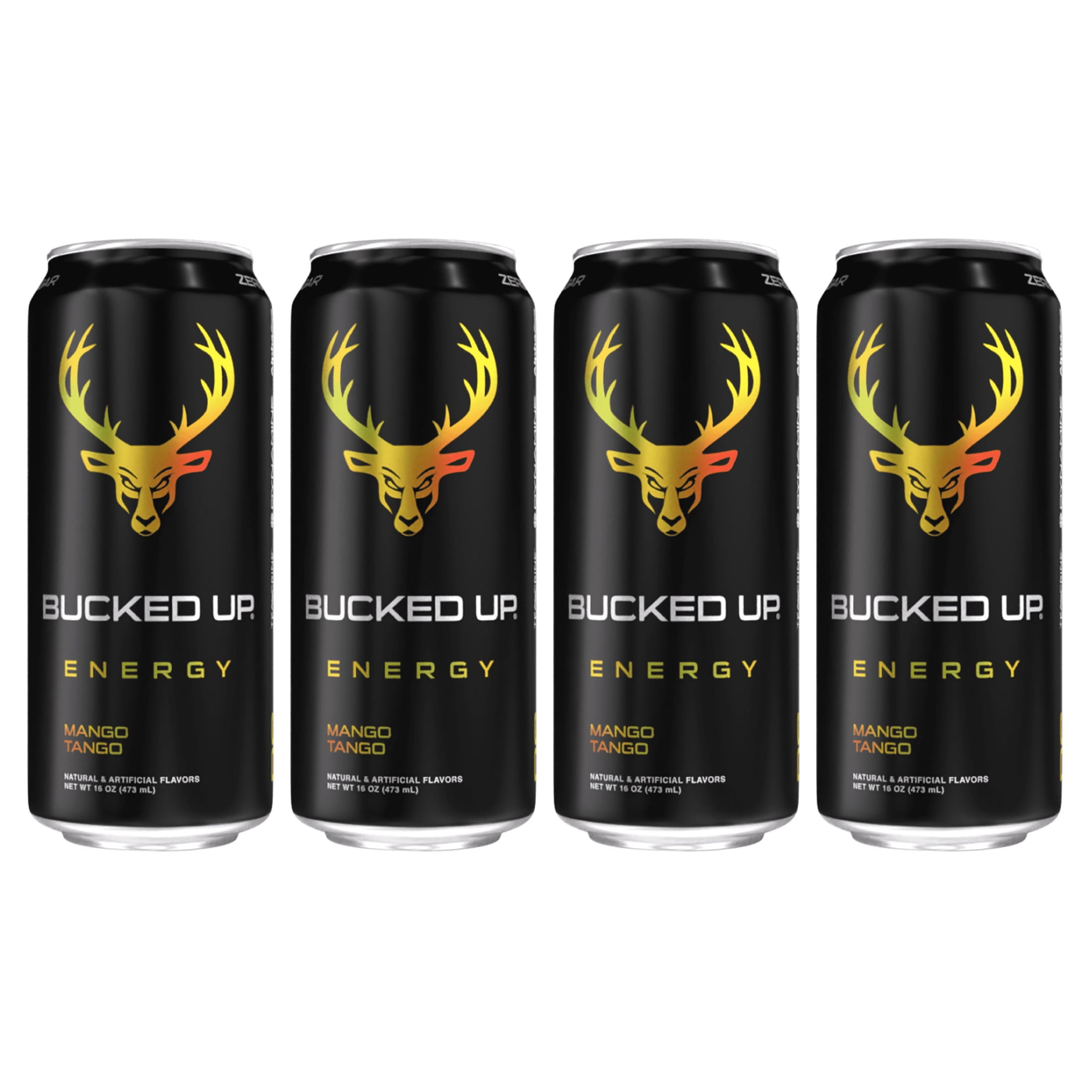 (4 pack) Bucked Up Energy Drink, Mango Tango, 300mg Caffeine, 16 fl oz ...