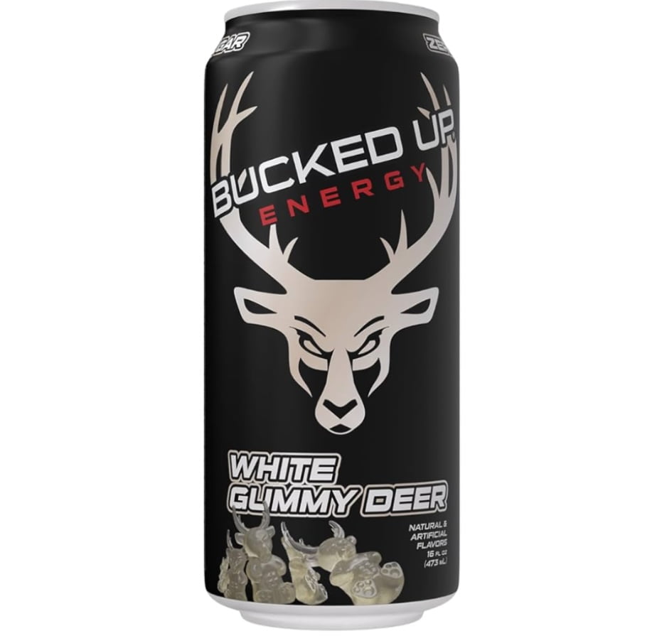 Bucked Up, White Gummy Deer Energy Drink, 300mg Caffeine, 16 fl oz ...