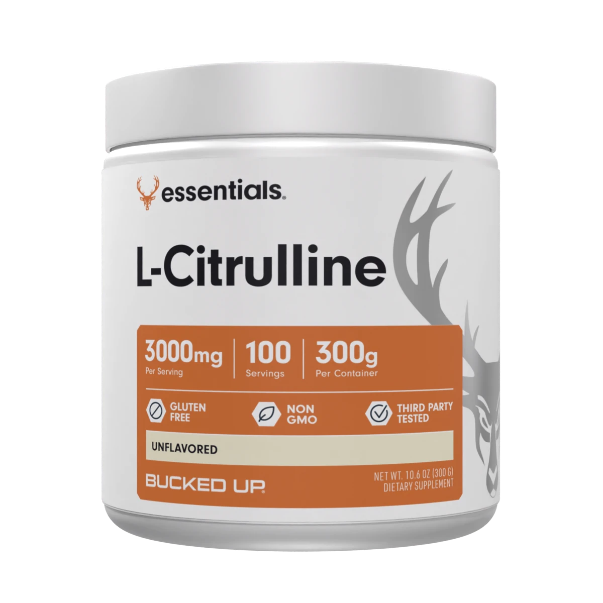 Bucked Up Essentials L-Citrulline 3000mg Powder, 100 Servings, 300g ...