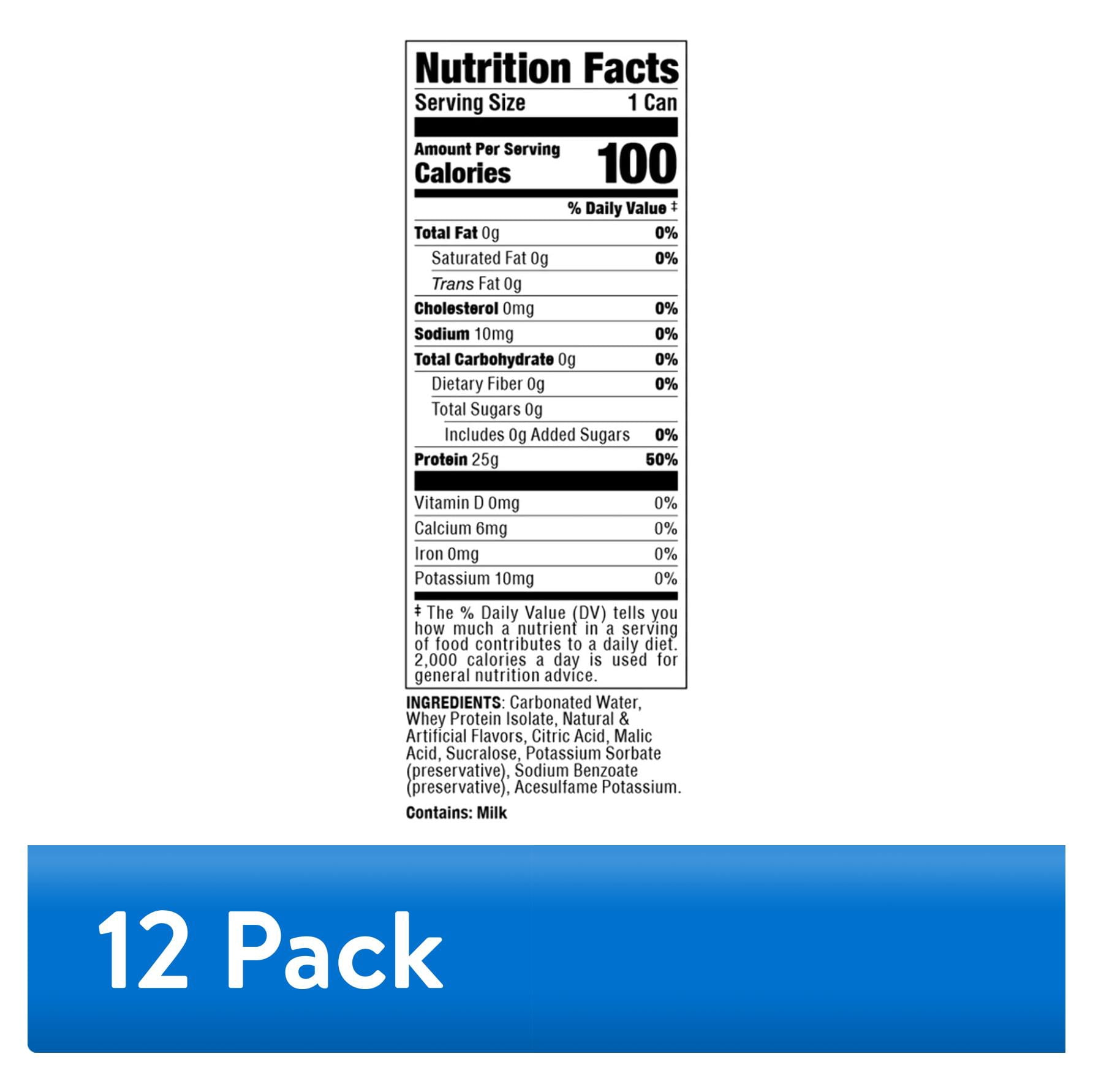 Lightly Carbonated Protein Drink, 12 Pack, 25g Whey Isolate, Ready-to ...