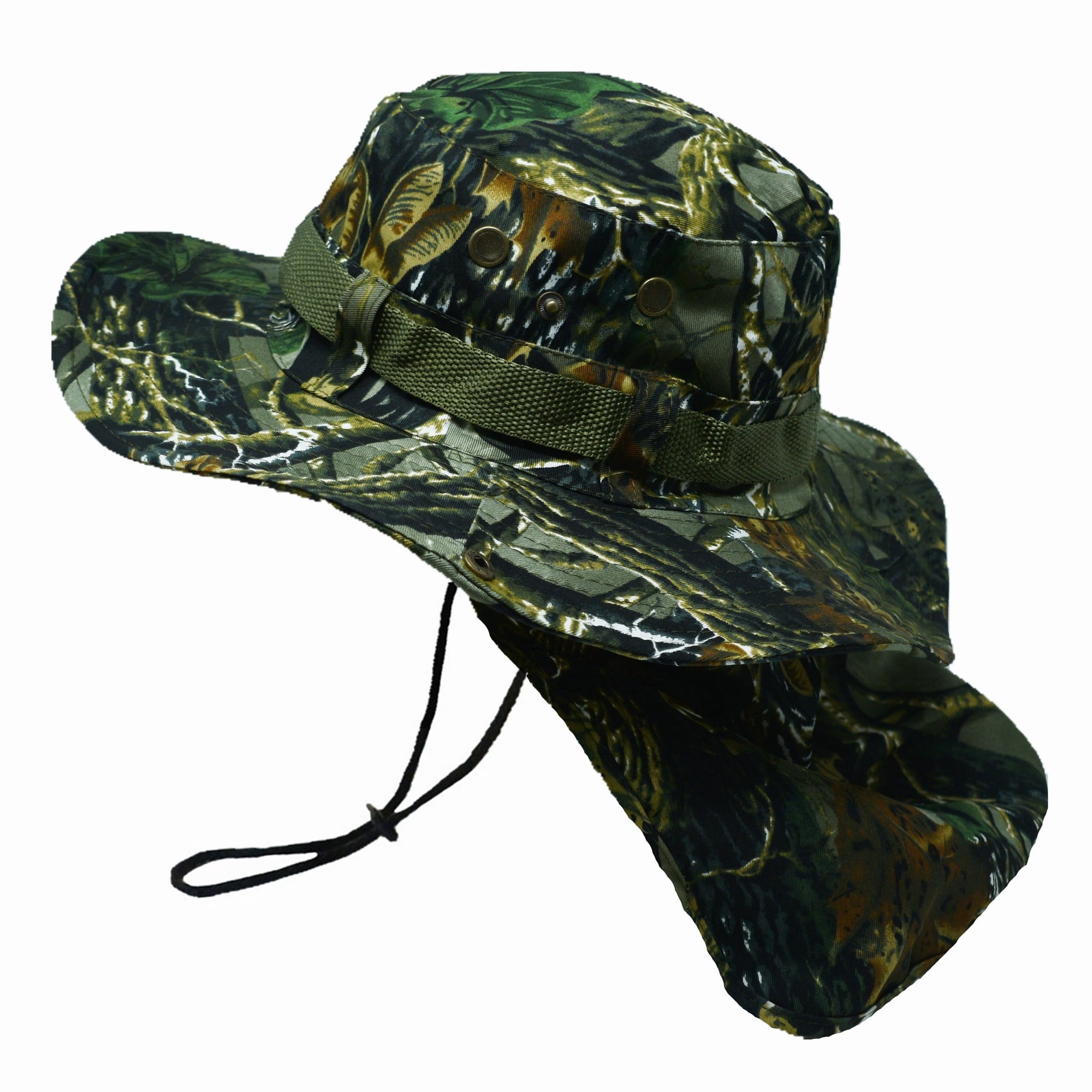 Bucket Boonie Hat with Neck Flap Cover Sun Safari Wide Brim Fishing Cap ...
