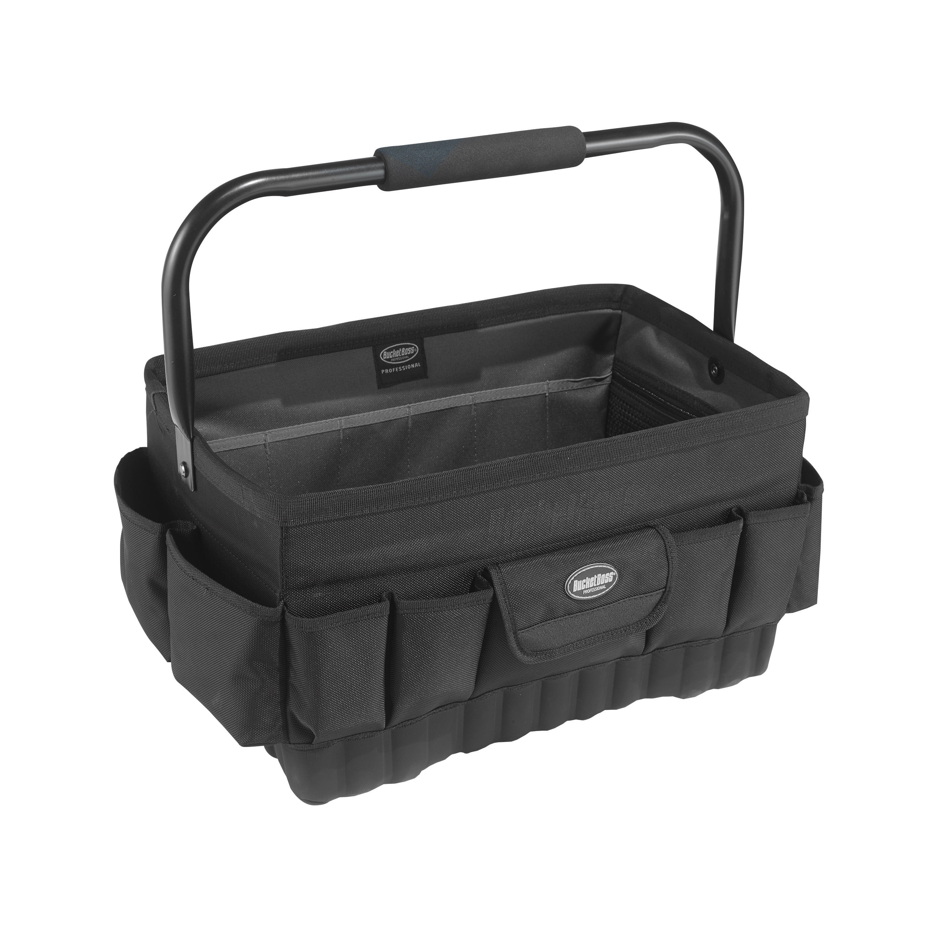 Bucket Boss Pro 18 in. Tool Tote with Steel Rotating Handle, in Black ...