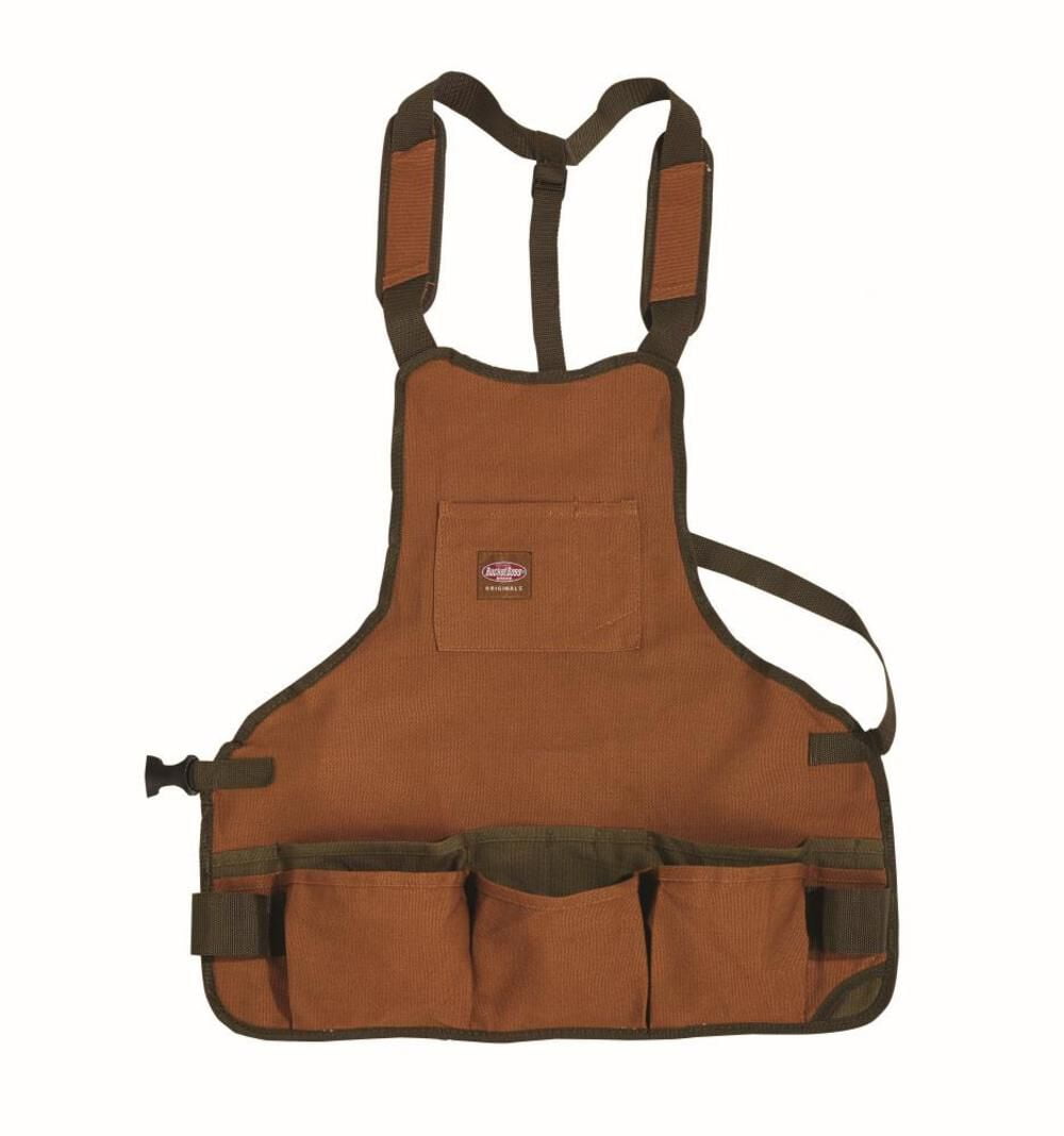 Bucket Boss SuperBib Brown Duckwear Work Apron with 16 Pockets and Dual ...