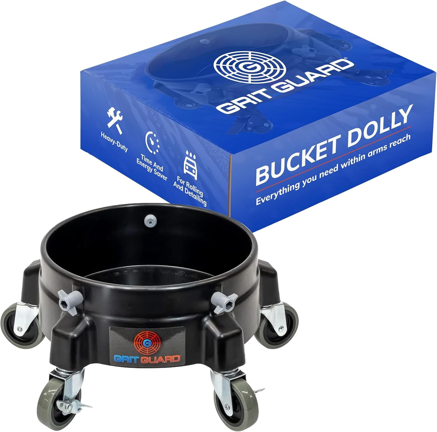 Bucket Dolly with Wheels - Rolling Detailing Wash Bucket with 5 Wheels ...