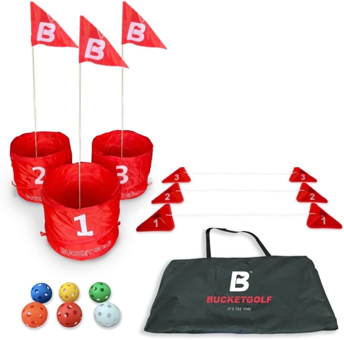 BucketGolf Portable Par 3 Game Starter Set - Outdoor Yard Lawn Putting ...