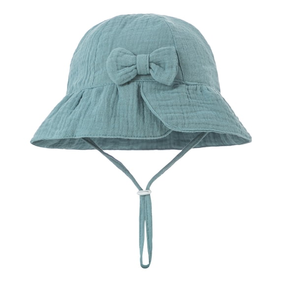 Bucket Hat Breathable Baby Cotton Bow Basin 0-12 Months Sun Protection ...