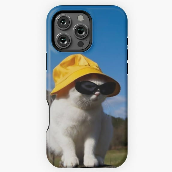Bucket Hat Cat Meme Funny Artwork iPhone Case 17 16 15 14 13 12 11 Pro ...