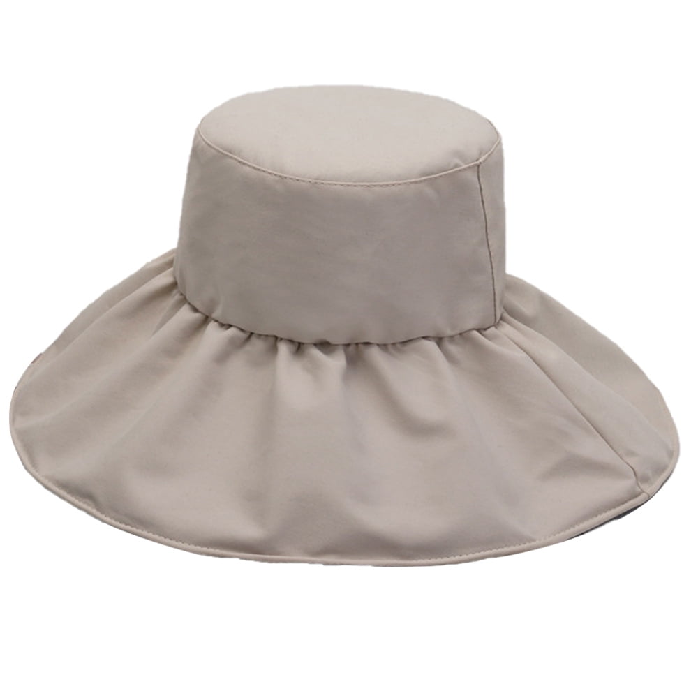 Bucket Hat Fashion Summer Beach Wide Brim Hat Travel Packable-Beige ...