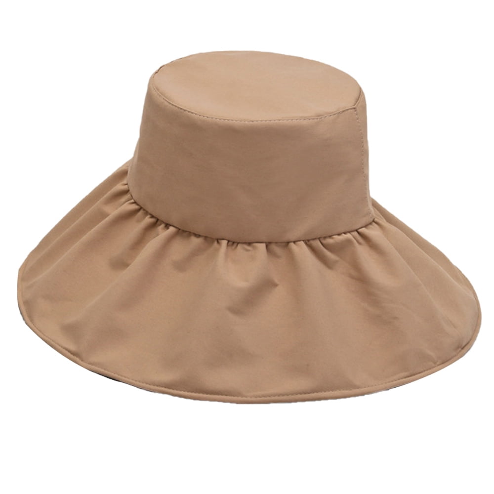 Bucket Hat Fashion Summer Beach Wide Brim Hat Travel Packable-Khaki ...