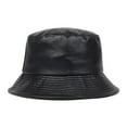 Bucket Hat Faux Leather Bucket Hats PU Leather Solid Top Men's And ...