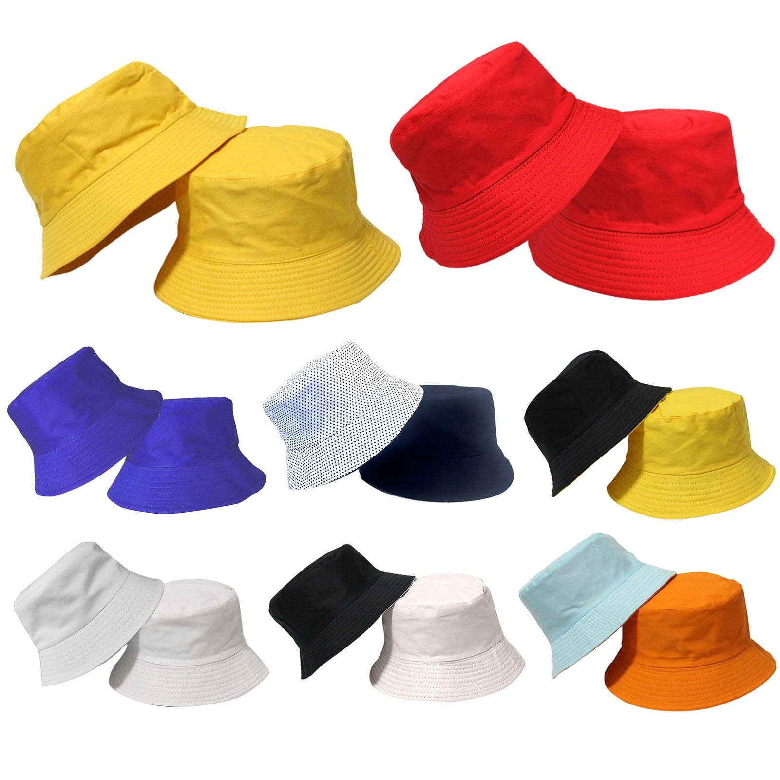 Bucket Hat Folding Sun Protection Double-sided Wear Wide Brim Unisex ...