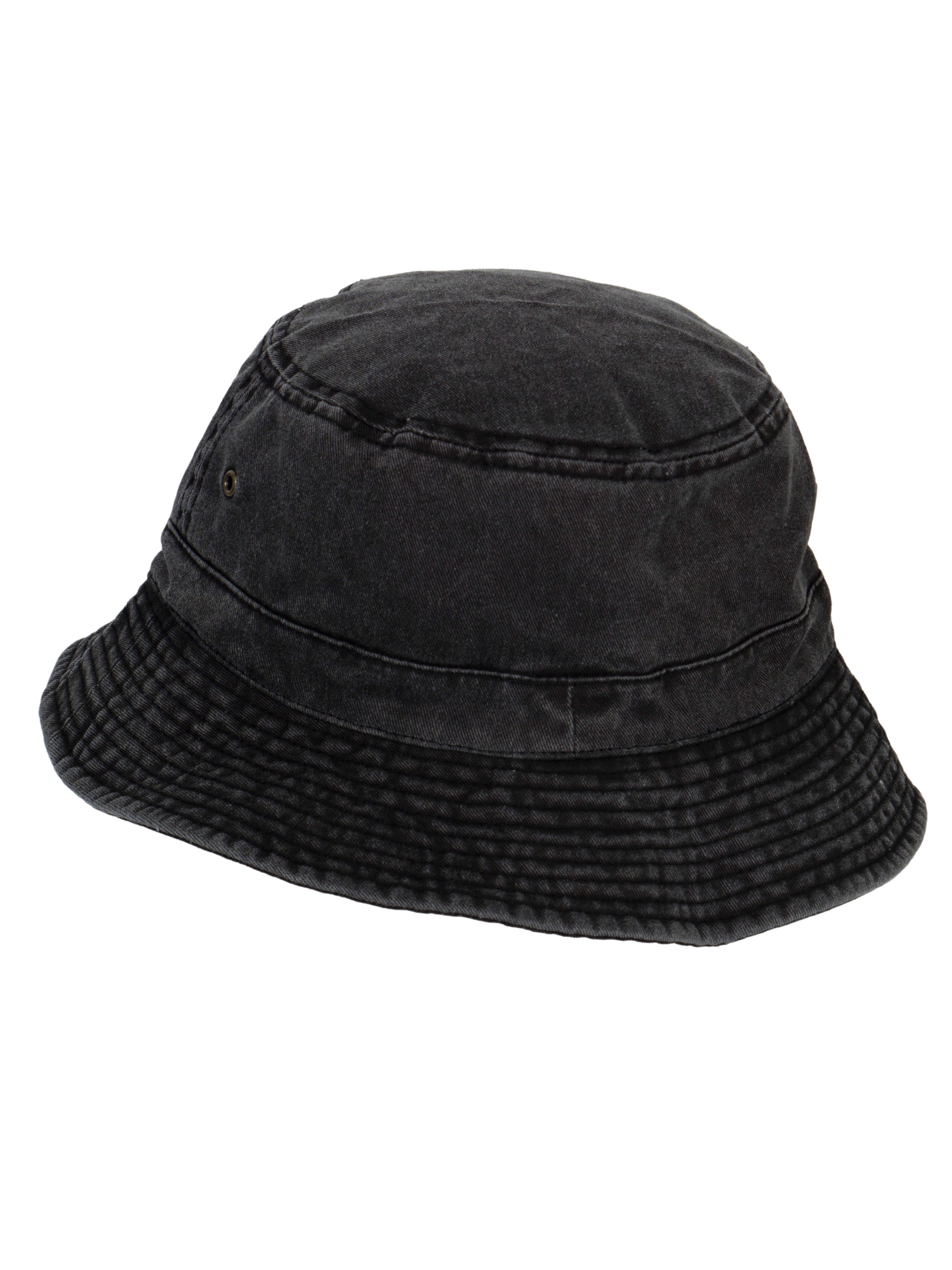 Bucket Hat For Men Women - Cotton Packable Fishing Cap, Washed Black S ...
