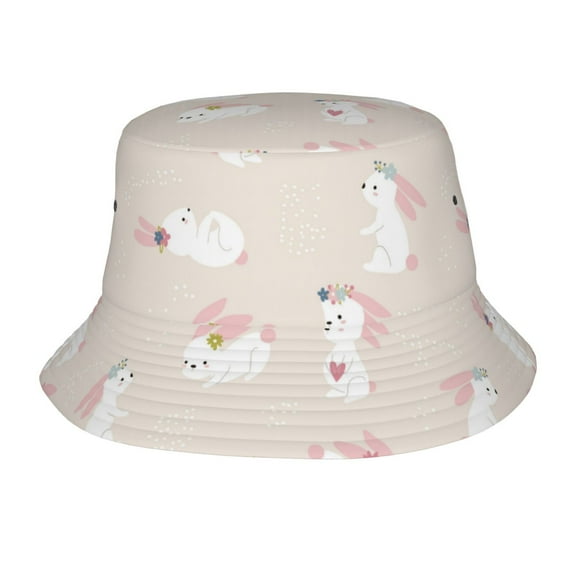 Bucket Hat for Men Women, Cute Cartoon Rabbit Flower Breathable Sun Hat ...