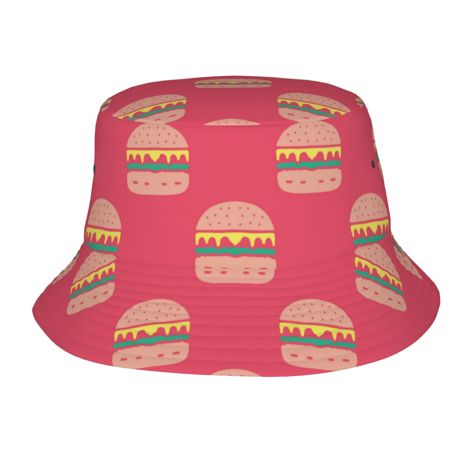 Bucket Hat for Men Women, Cute Hamburger Pink Breathable Sun Hat Summer ...