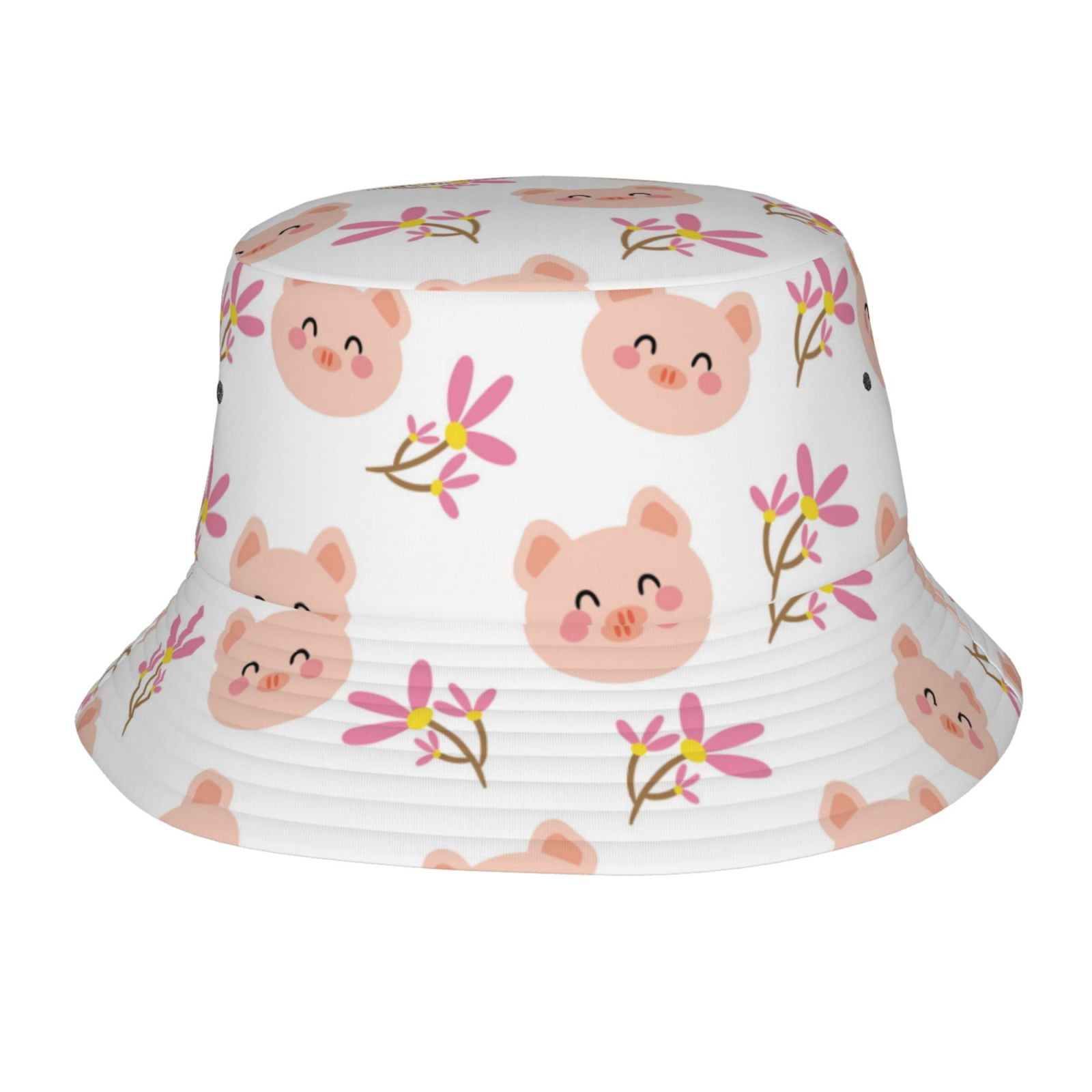 Bucket Hat for Men Women, Cute Pig Face and Plants Breathable Sun Hat ...