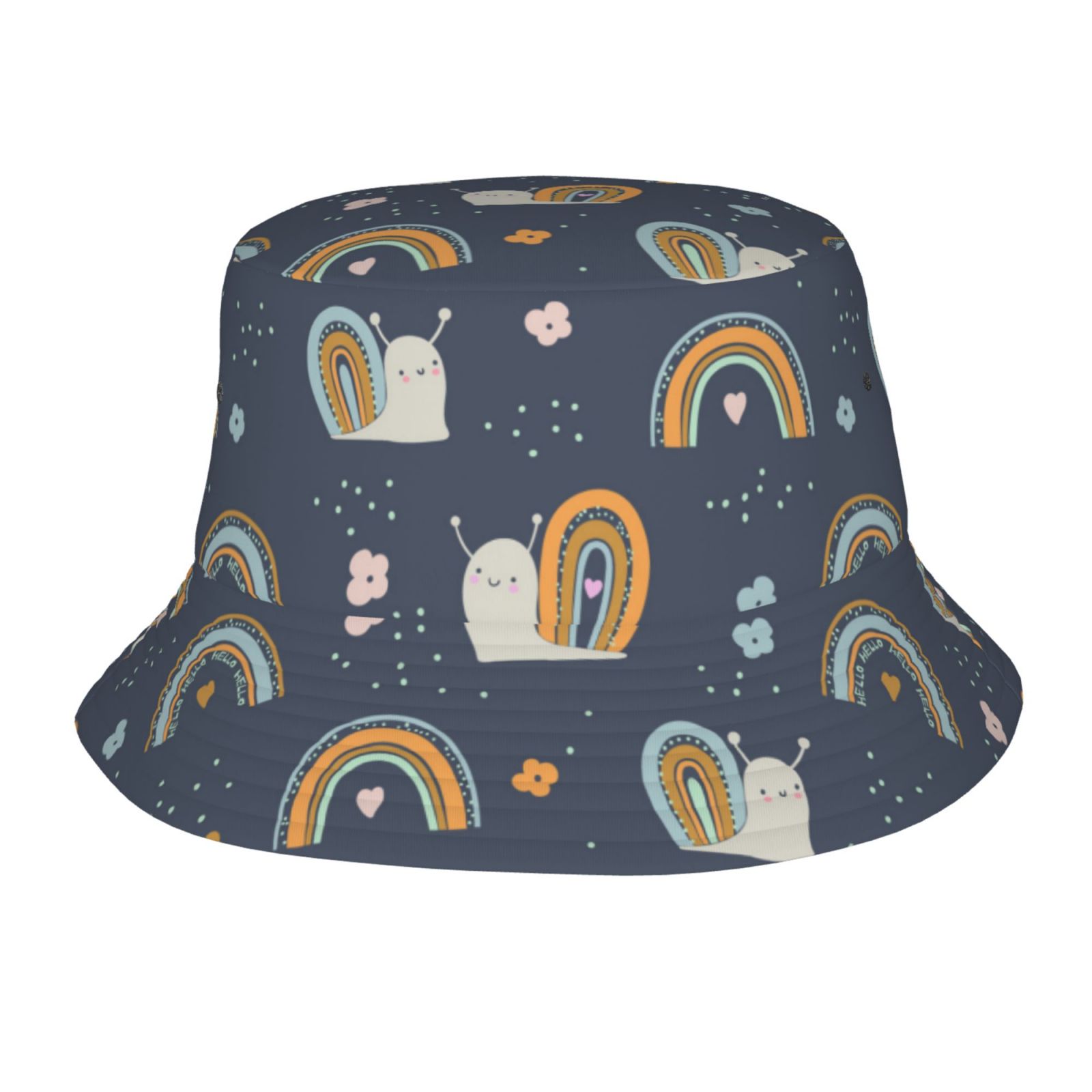Bucket Hat for Men Women, Cute Rainbow Flowers Snail Breathable Sun Hat ...