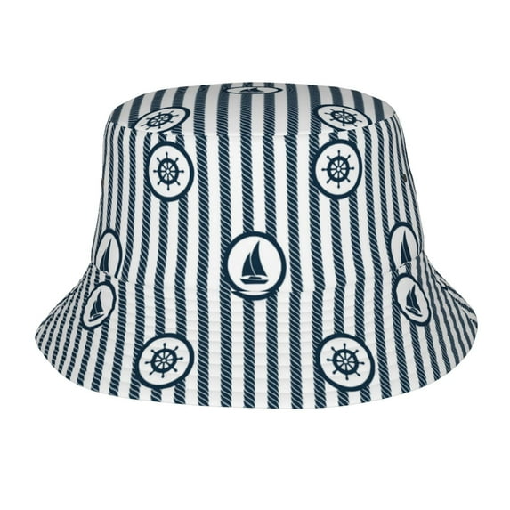 Bucket Hat for Men Women, Nautical1 Breathable Sun Hat Summer Beach ...