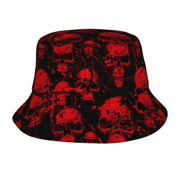 Bucket Hat for Men Women, Red Skulls Breathable Sun Hat Summer Beach ...