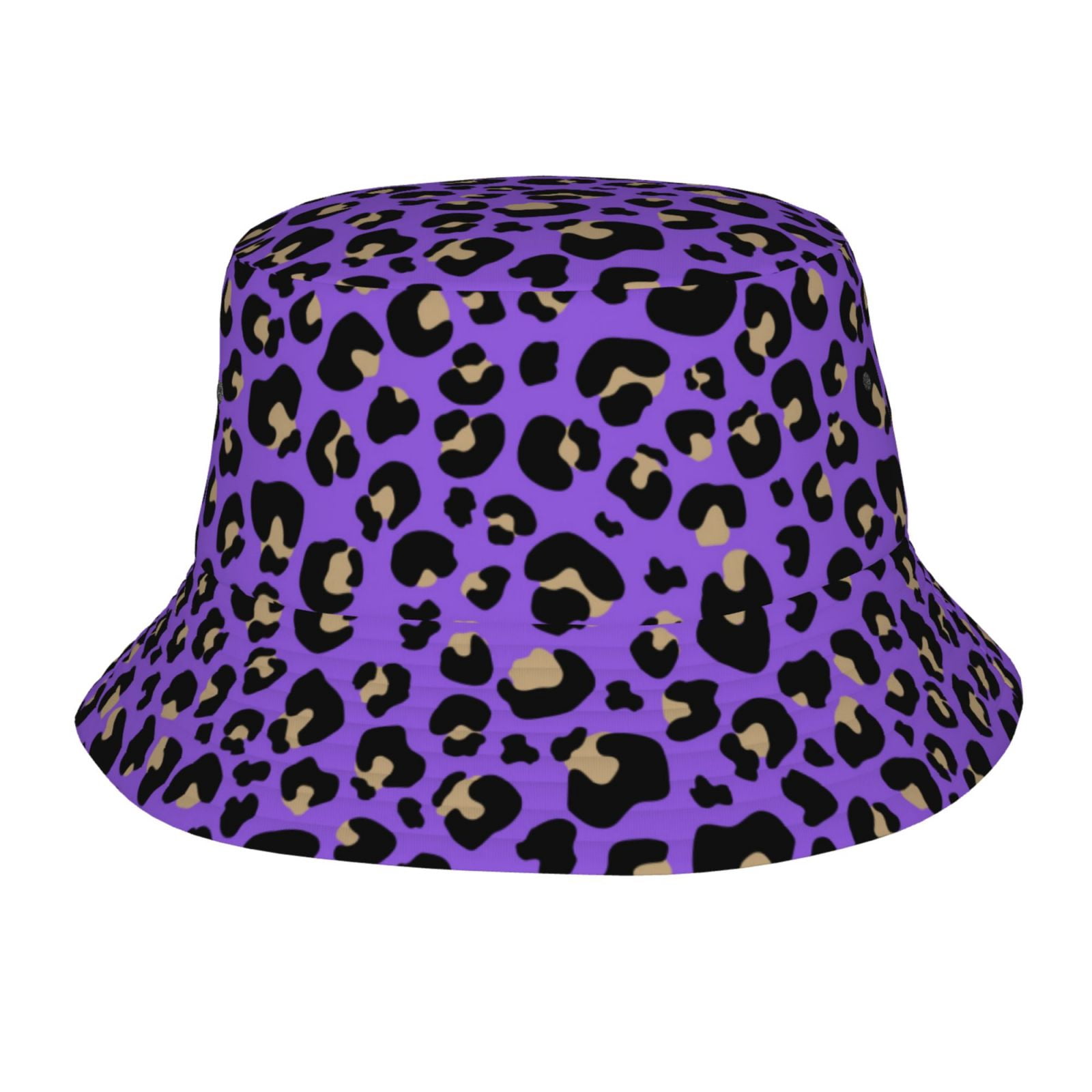 Bucket Hat for Men Women, purple Leopard print fashion Breathable Sun ...
