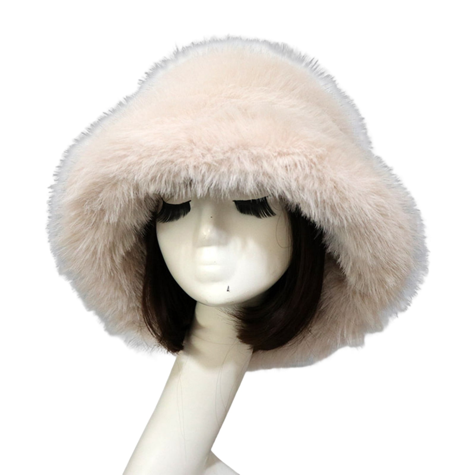 Bucket Hat Oversized Fluffy Wide Brim Soft Thickened Ear Protection ...