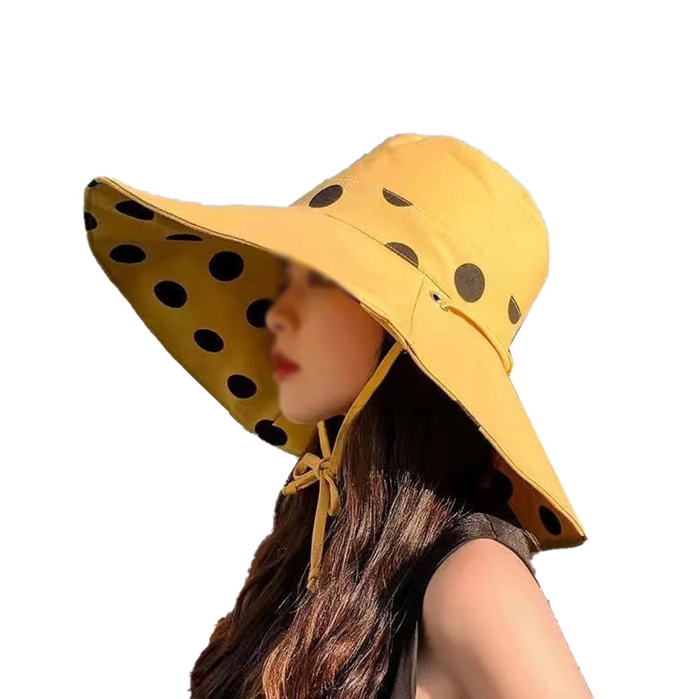 Bucket Hat UV Sun Protection Wide Brim Summer Beach Cap - yellow ...
