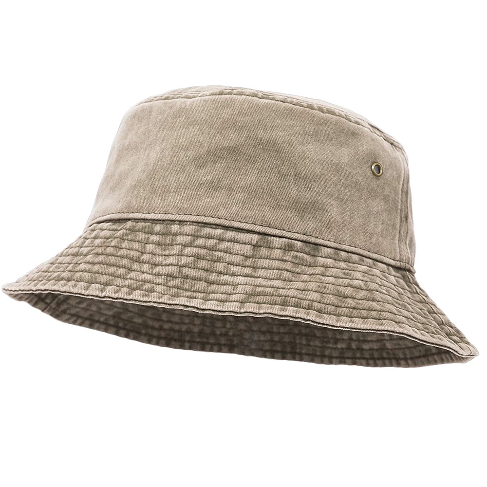 Bucket Hat, Wide Brim Washed Denim Cotton Outdoor Sun Hat Flat Top Cap ...