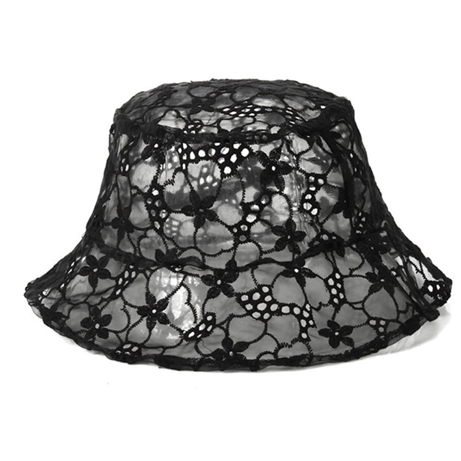 Bucket Hat, Yigetop Transparent Mesh Lace Bucket Hat Wide Brim Packable ...