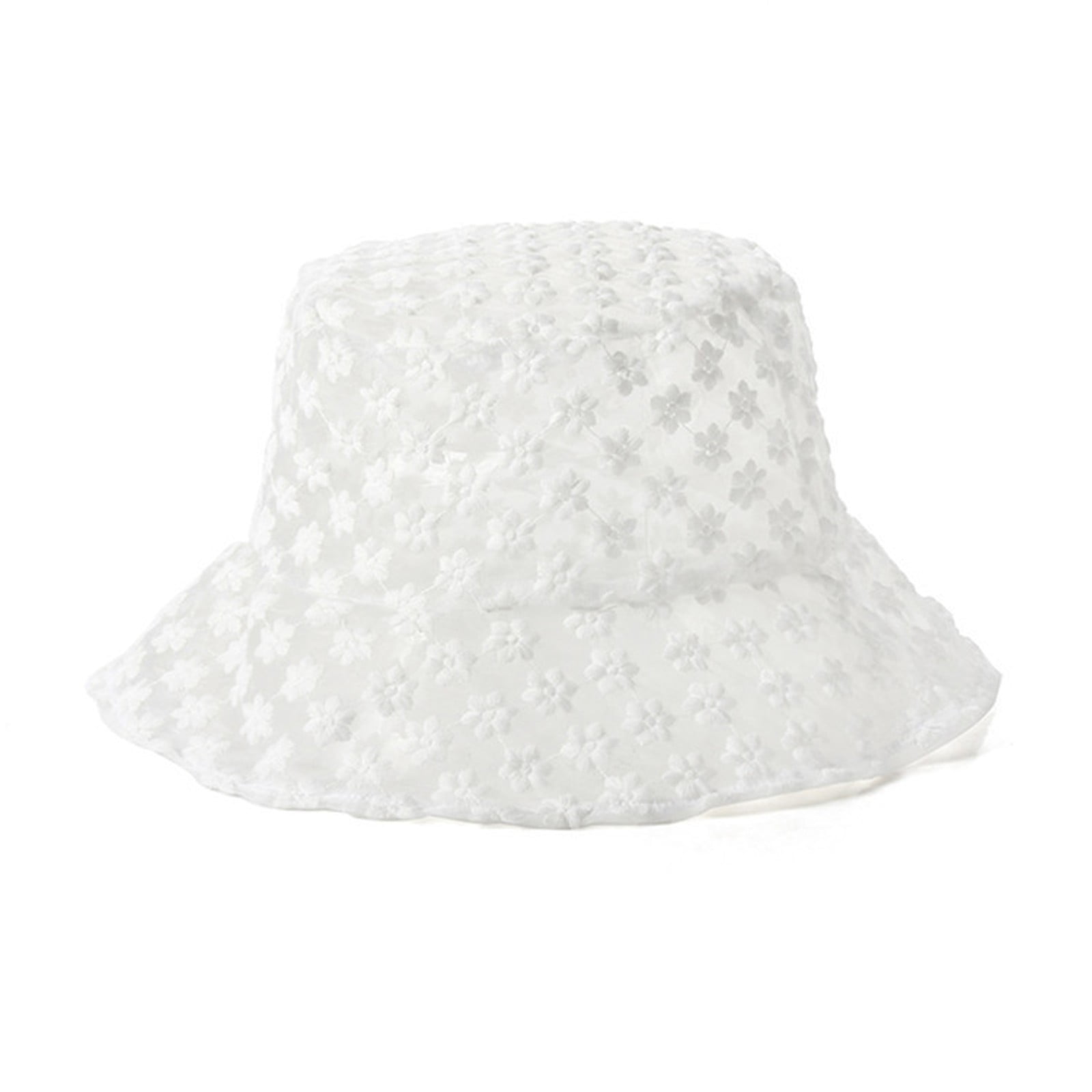 Bucket Hat, Yigetop Transparent Mesh Lace Bucket Hat Wide Brim Packable Sun Caps Embroidered ...