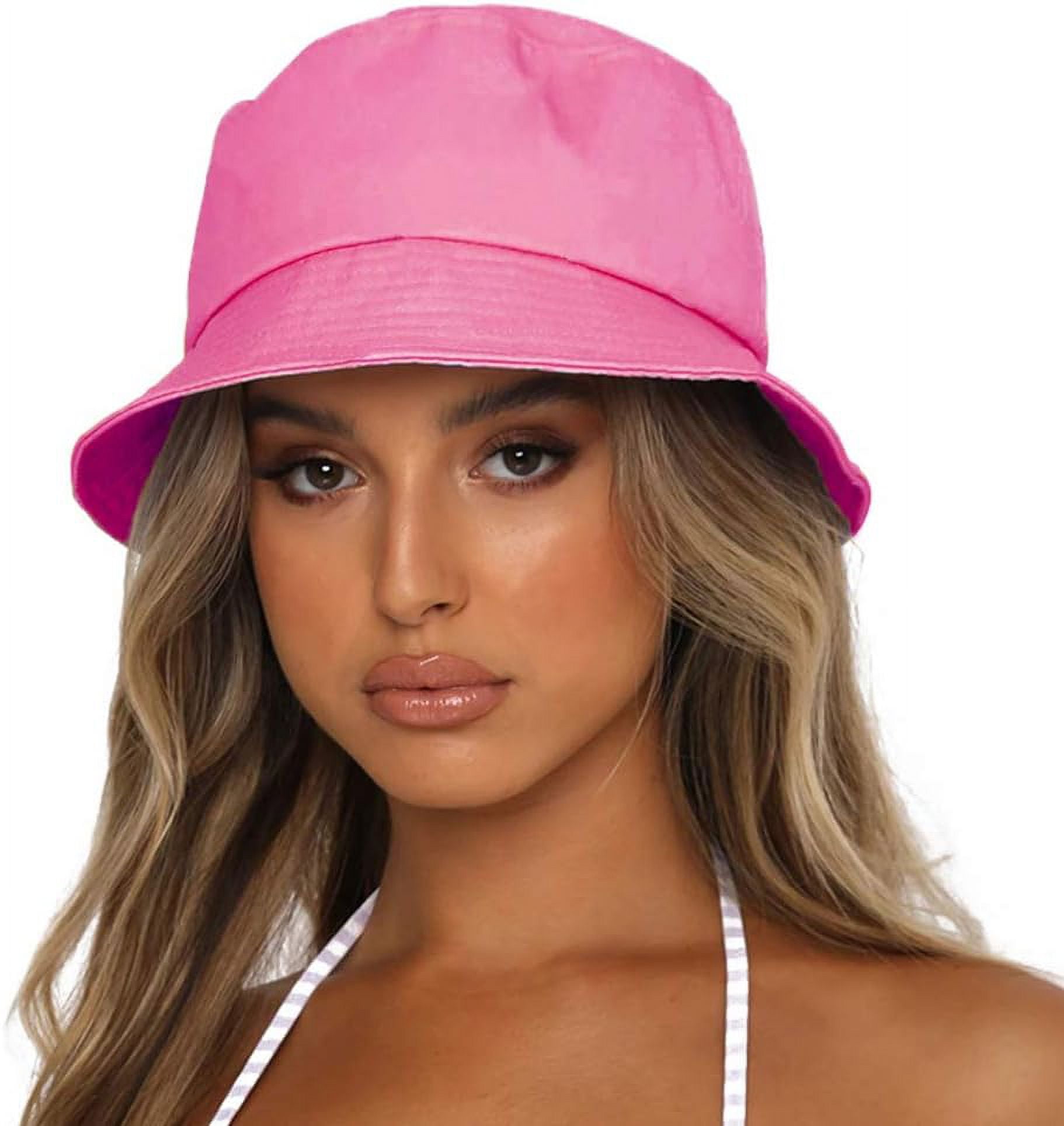 Bucket Hat For Women Men Reversible Cotton Summer Sun Beach Cap Solid Color Style