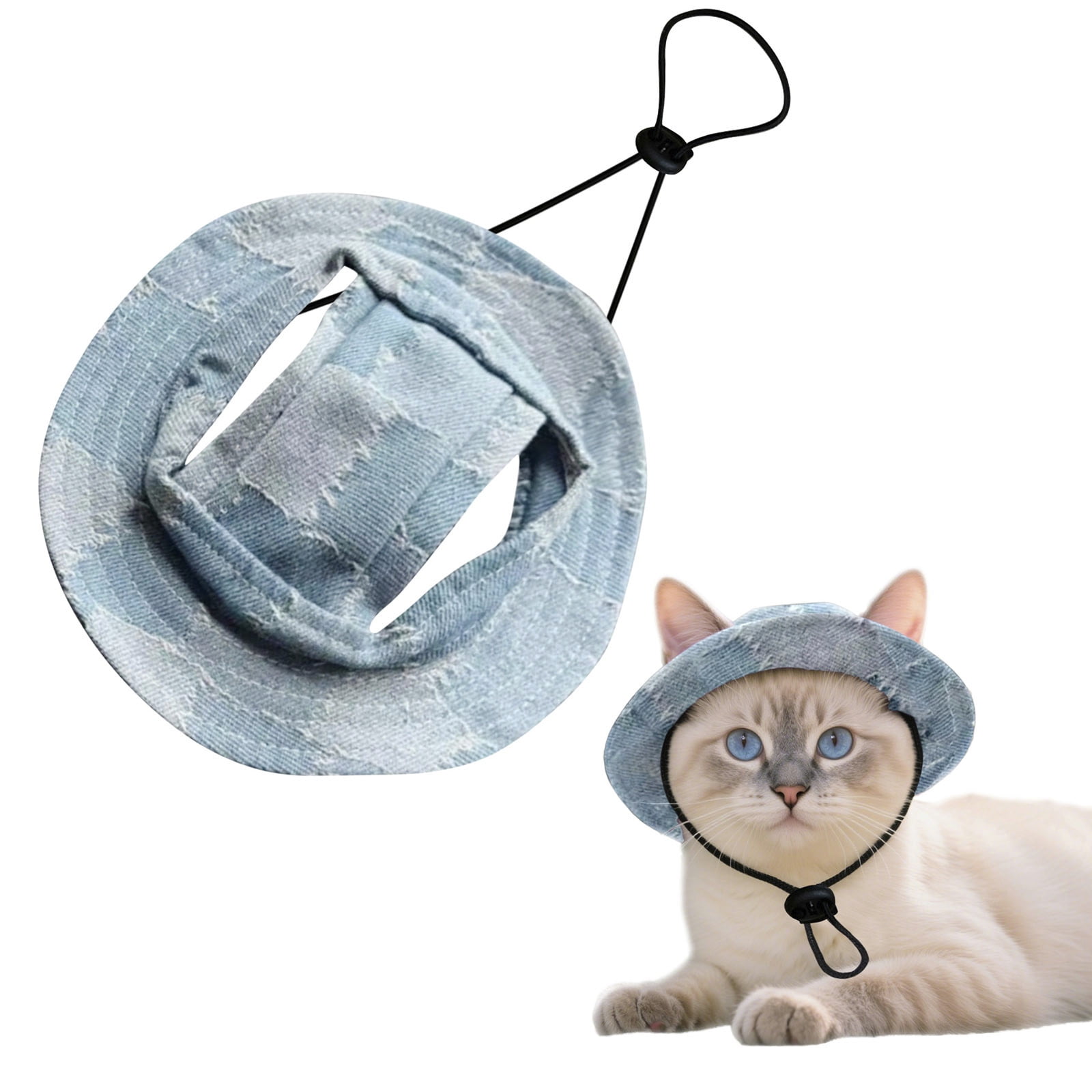 Bucket Hats For Dogs Summer Round Brim Pet Hat With Ear Holes & Neck ...
