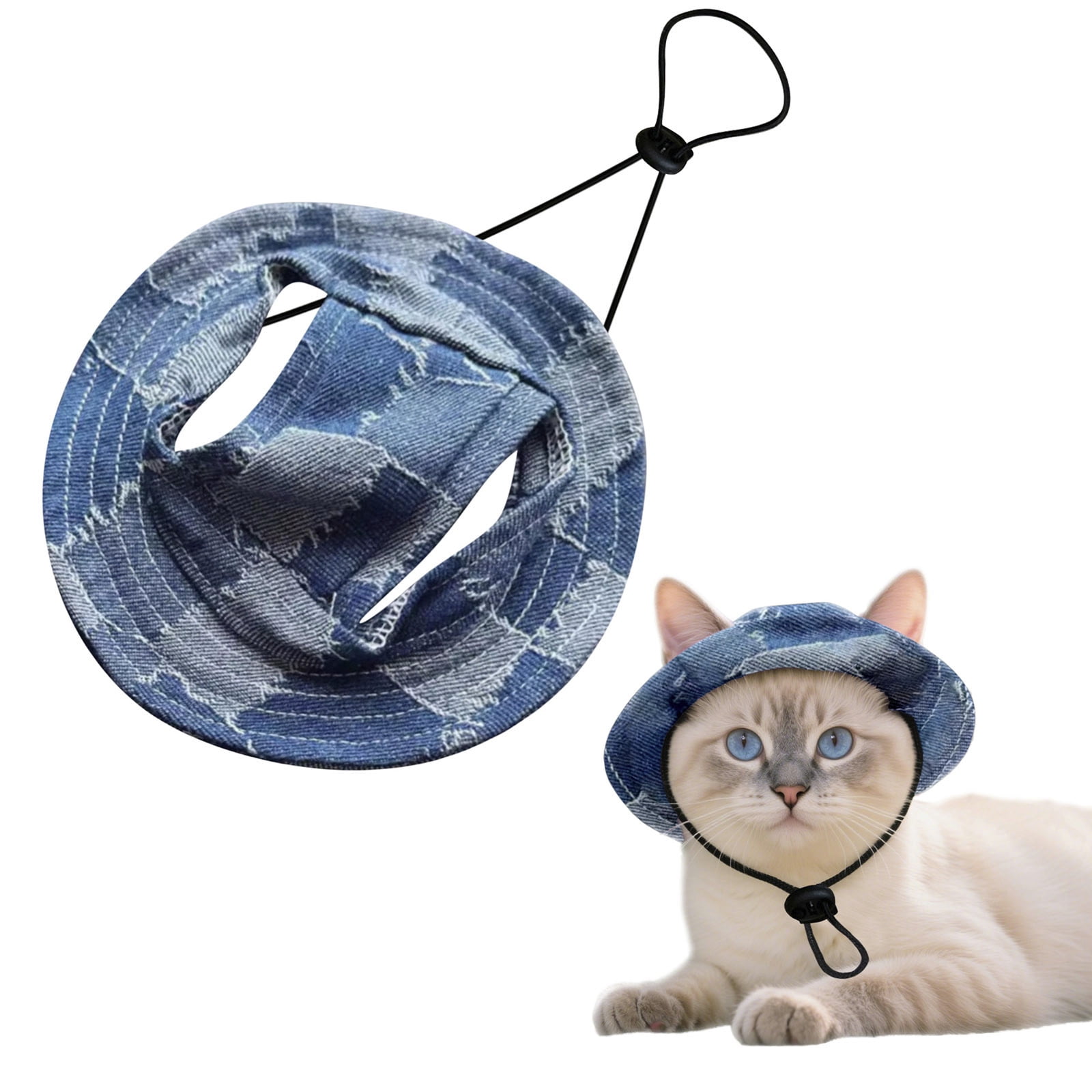 Bucket Hats For Dogs Summer Round Brim Pet Hat With Ear Holes & Neck ...